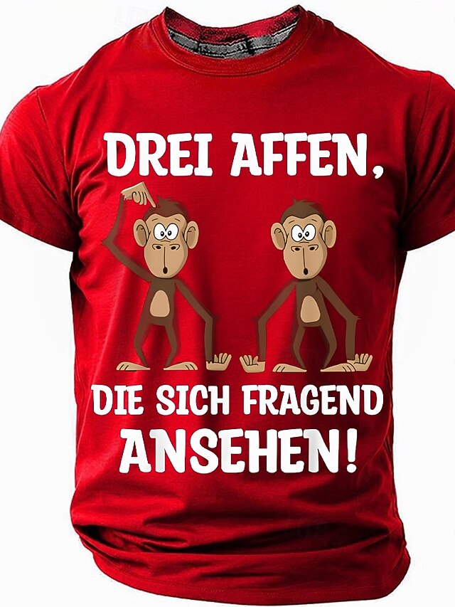 Men's Humorous Graphic T-Shirt: 'Three Confused Monkeys' German Slogan ...