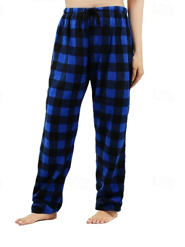 Women's Pajamas Casual Full Length Medium Waist Grid / Plaid Elastic ...