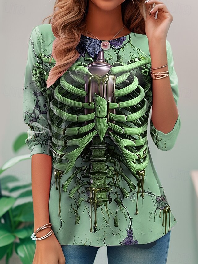 Women's T Shirt Skeleton Skulls Graphic Skeleton Vintage Fashion ...