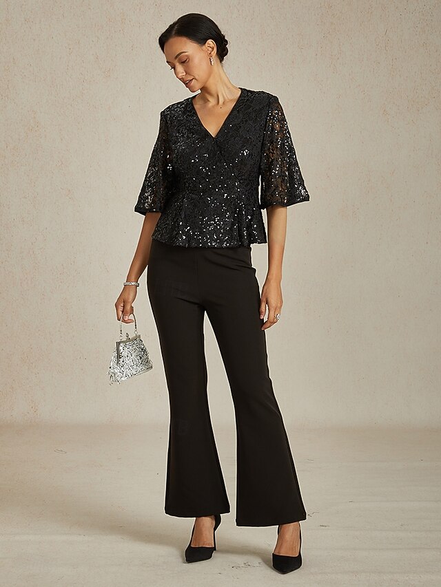 Women's Sequin Blouse Lace Tops Evening Tops Sequin Tops Elegant Party ...