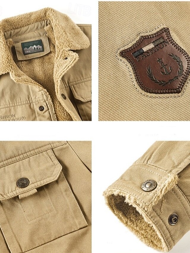 Men's Fleece Jacket Cargo Jacket Chore Jacket Formal Home Windbreaker ...