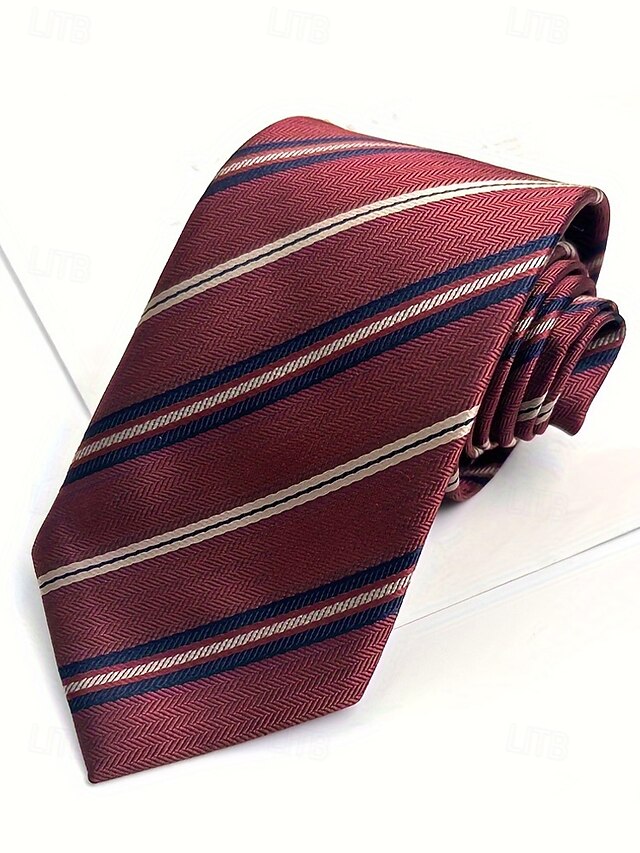 Men's Red Striped Silk Necktie, Classic Vintage Style, Smooth Texture ...