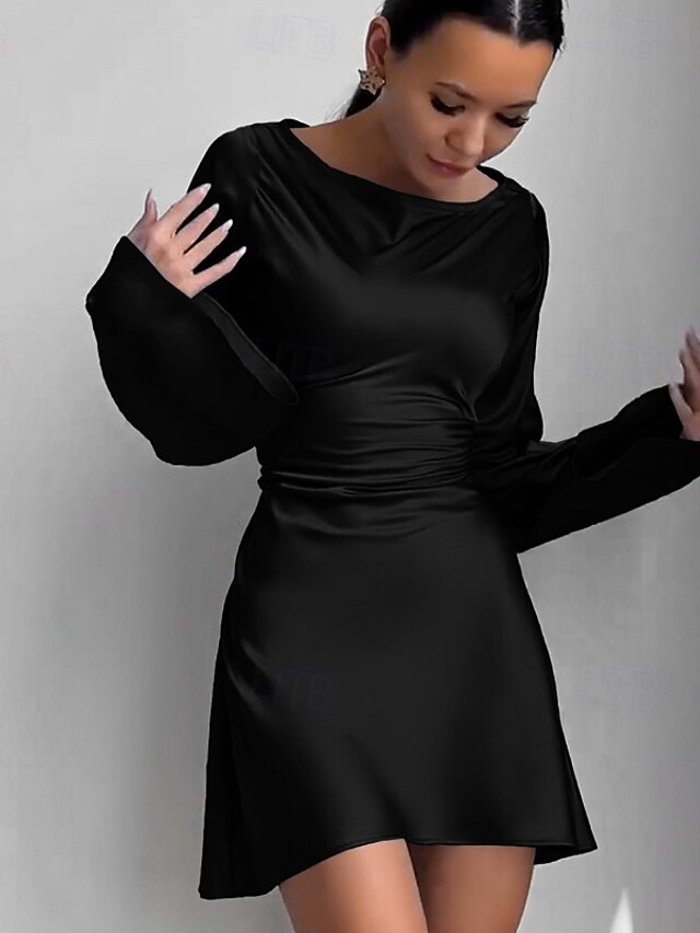 Women's Mini Dress Party Dress Cocktail Dress Satin Dress Elegant ...