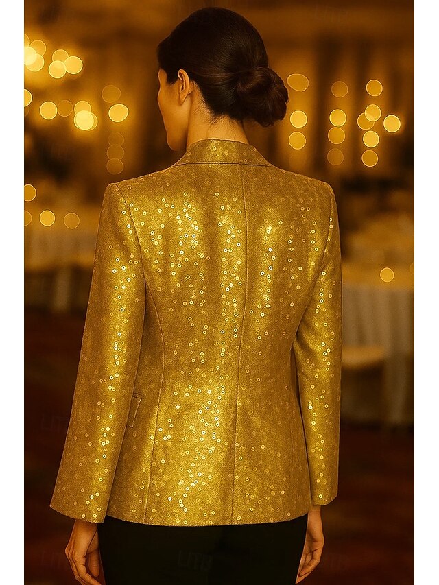 Gold Sequin Women's Women Gold Sequin Blazer Sport Coat Formal Wedding ...