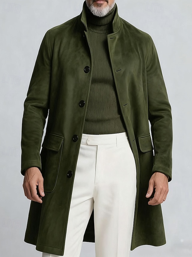 Men's Overcoat Trench Coat Long Trench Coat Vacation Daily Fall Winter ...