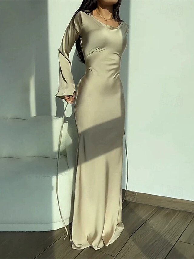 Dames Halflange jurk Cocktail jurk Satijnen Jurk Slipdress Elegant ...