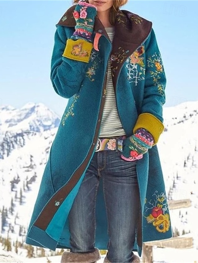 Women's Winter Coat Warm Comfortable Pocket Print Fashion Modern Casual ...