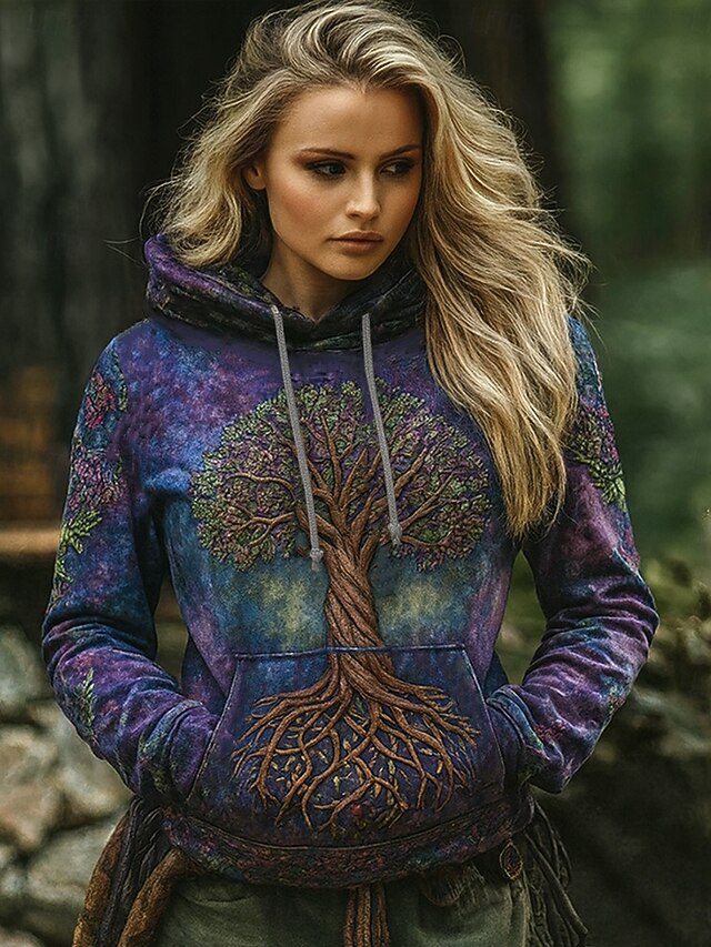 Women's 3D Print Vintage Boho Hoodie Patchwork Hoodie Sweatshirt Floral ...
