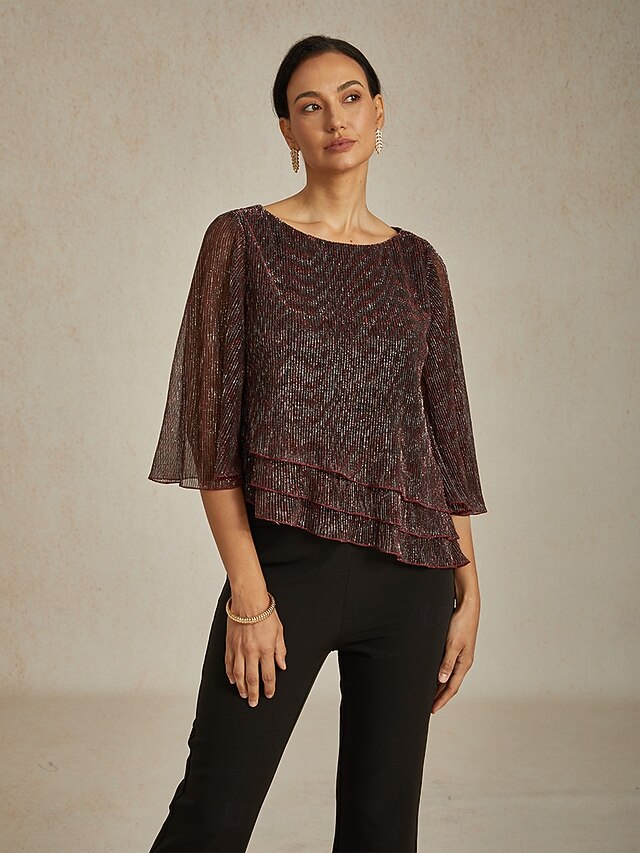 Women's Blouse Dressy Tops Flowy Tops Chiffon Tops Sequins Pleated ...