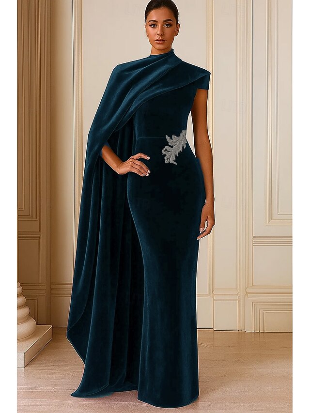 Mermaid / Trumpet Sheath / Column Floor Length Ball Gown with Cape ...