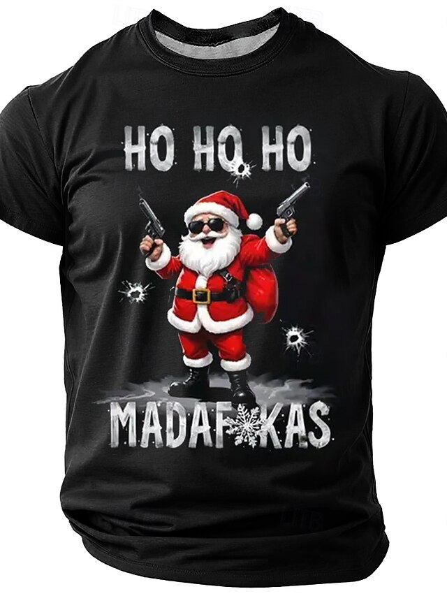 Herr jultomten Rolig Slang T-shirt Kortärmad T-shirt 3D-tryck Rund hals ...