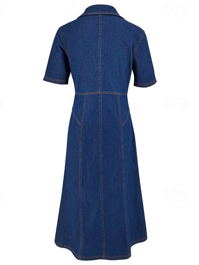 Women's Midi Dress Denim Dress Shirt Dress Casual Dress Fashion Modern ...