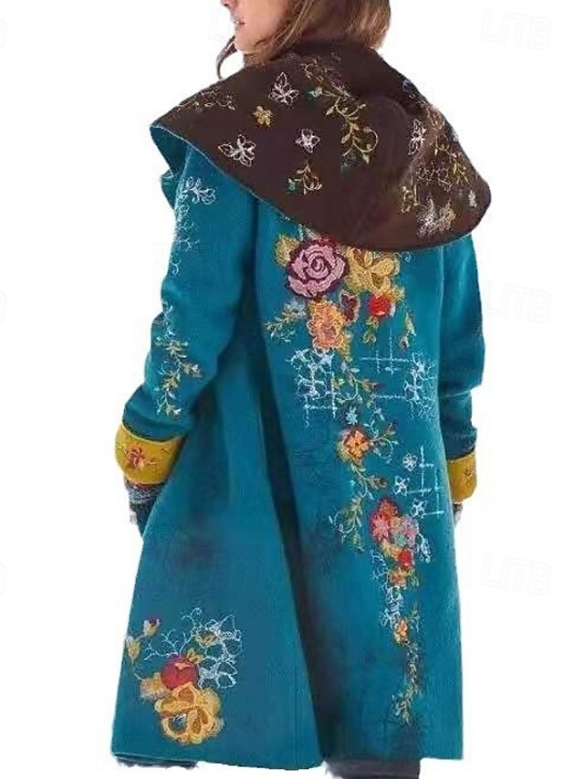 Mujer Abrigo de invierno Mantiene abrigado Cómodo Bolsillo Estampado ...