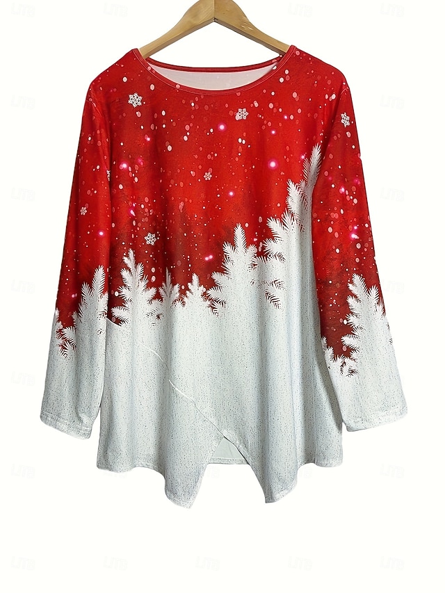 Christmas Women's Blouse Graphic Vintage Tropical Stylish 3/4 Length ...