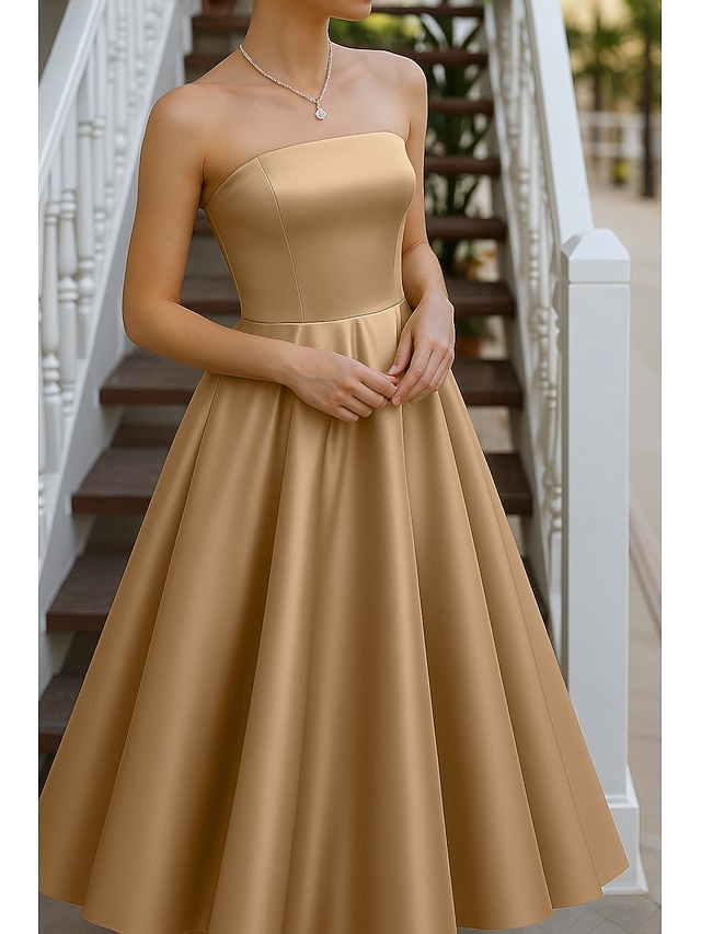 A-Line Tea Length Cocktail Dresses Evening Gown Party Dresses Elegant ...