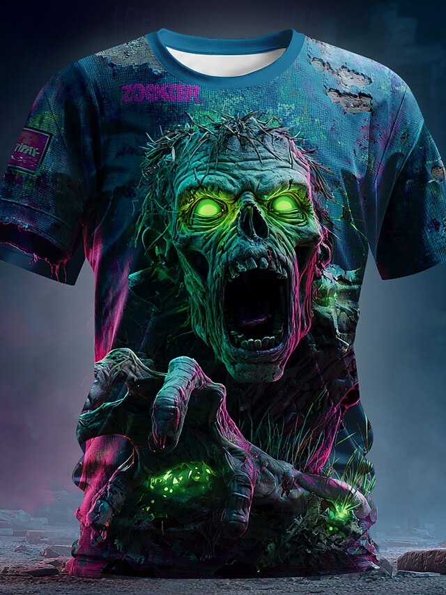 Men's Optical Illusion Zombies 3D T Shirt Short Sleeve T shirt 3D Print ...