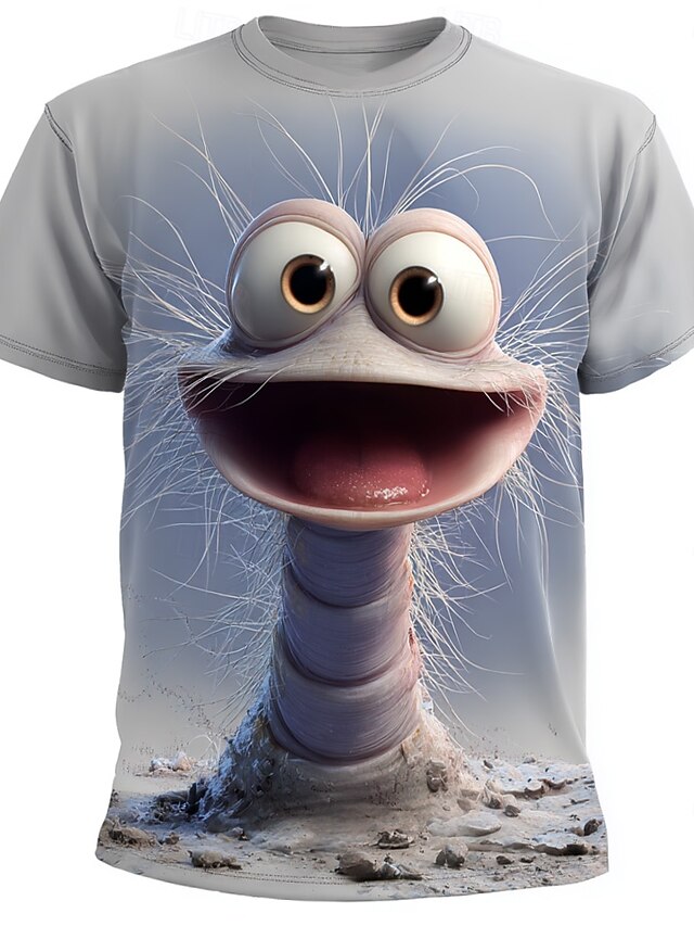 Men's Animal Funny Worm T Shirt Short Sleeve T shirt 3D Print Crew Neck ...