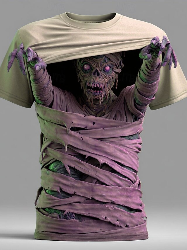 Men's Optical Illusion Zombies 3D T Shirt Short Sleeve T shirt 3D Print ...