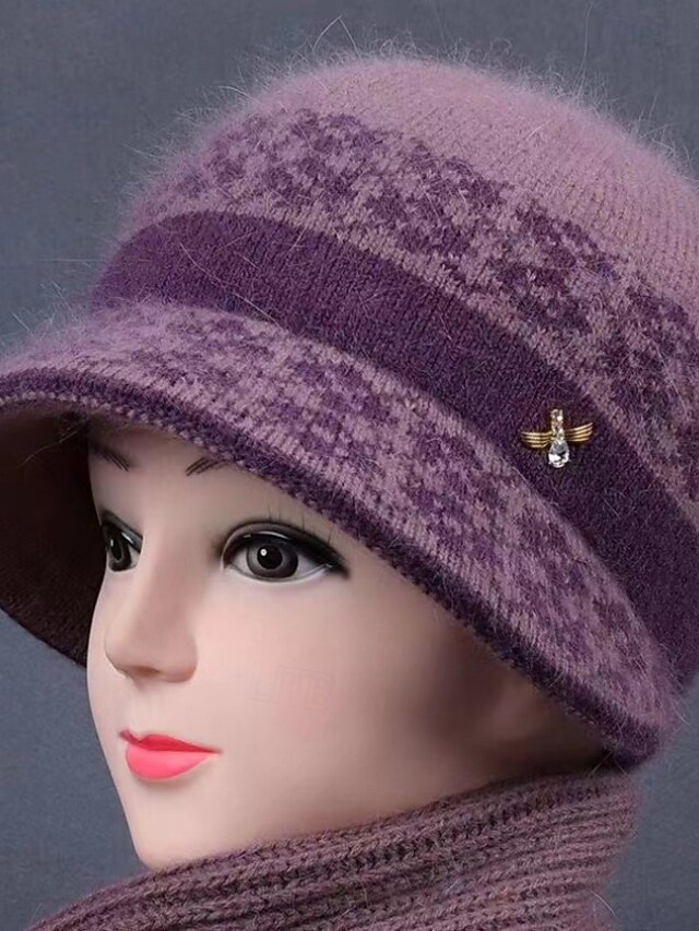 Women's Hat Winter Hats Warm Street Daily Holiday Knitted Print Flower ...