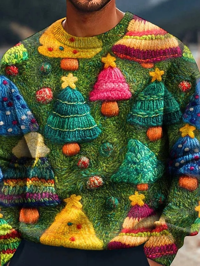 Christmas Men's Christmas Tree Pullover Sweater Jumper Knitwear ...
