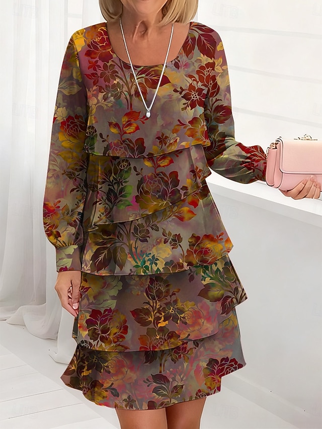 Women's Midi Dress A Line Dress Casual Daily Regular Fit Floral Graphic ...