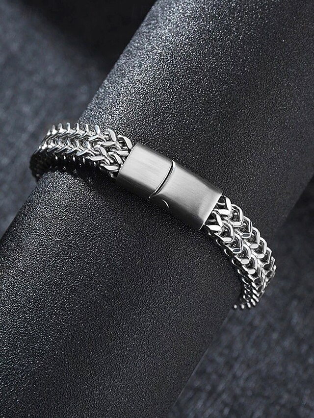 Men's Stainless Steel Braided Chain Bracelet with Magnetic Clasp ...