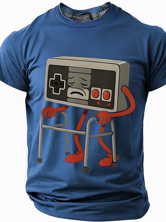 Funny Retro Gaming Controller Walker T-Shirt Mens Graphic Short Sleeve ...