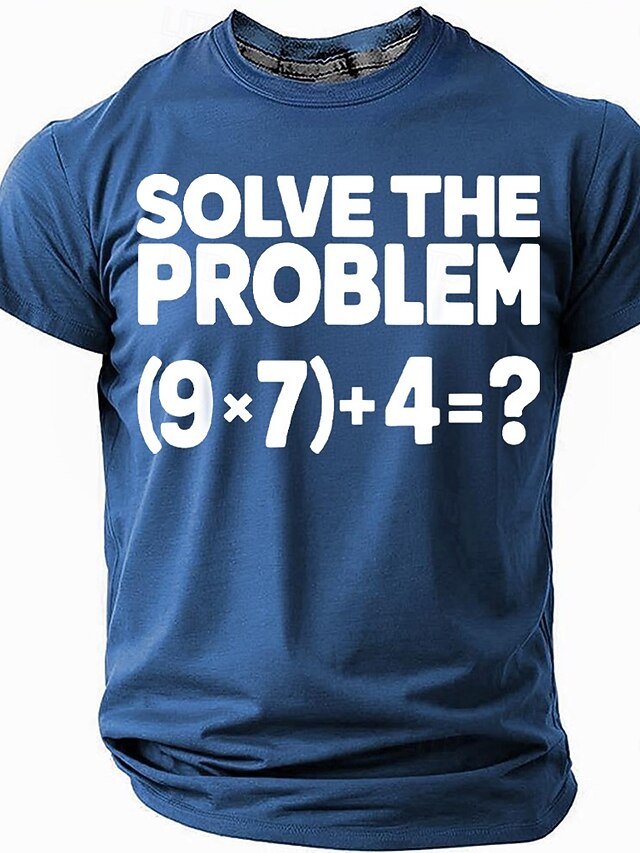 Mens Math Problem Graphic T-Shirt - 'Solve The Problem' Equation Tee ...