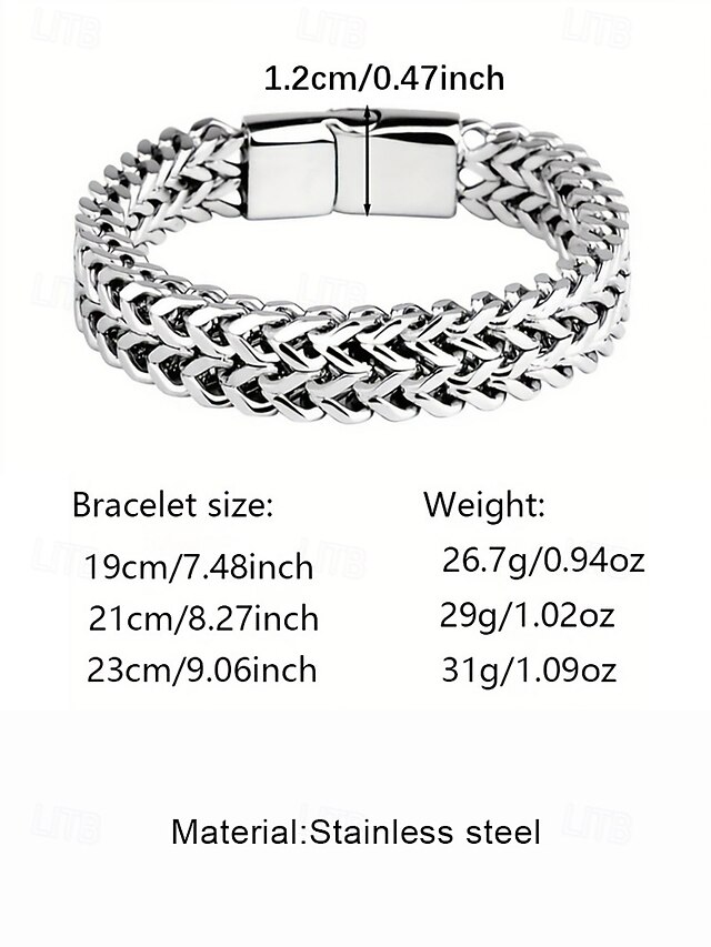 Men's Stainless Steel Braided Chain Bracelet with Magnetic Clasp ...