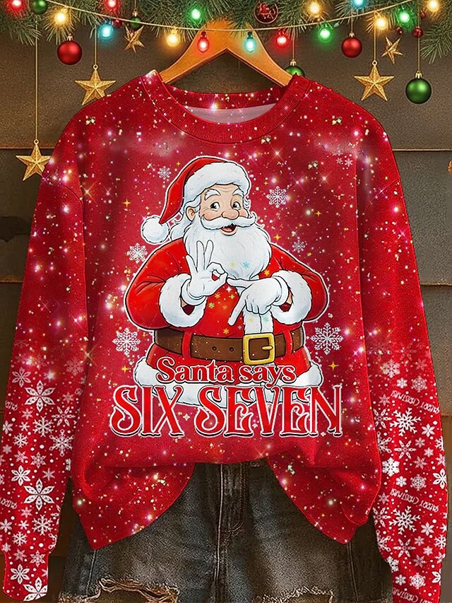 Women's Sweatshirts Graphic Santa Claus Warm Classic Casual Long Sleeve ...