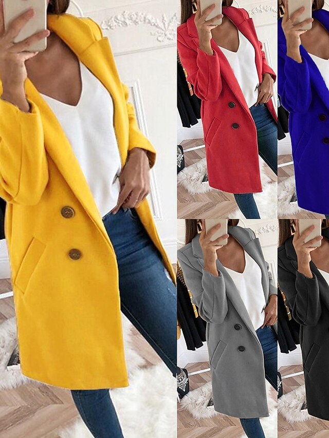 Mujer Abrigo de invierno Cómodo Transpirable Bolsillo Botones Casual ...