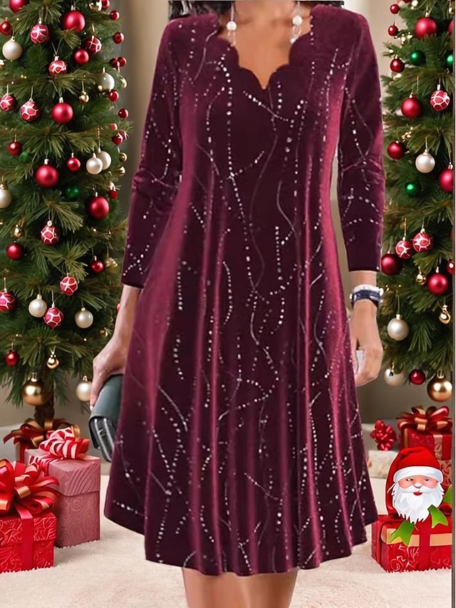 Women's Velvet Mini Dress A Line Dress Elegant Party Birthday Wedding ...