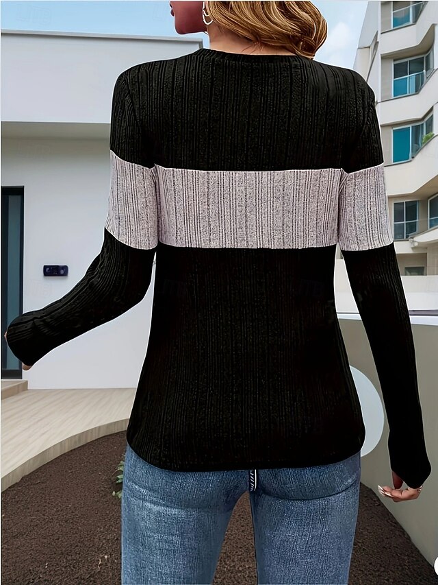 Women's Blouse Solid Color Stylish Casual Long Sleeve V Neck Regular ...