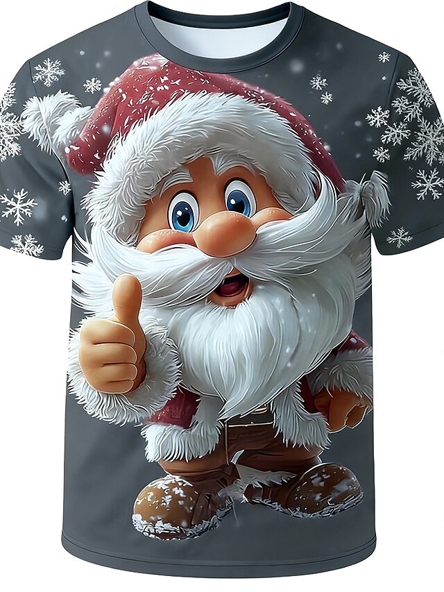 Christmas Men's Santa Claus T Shirt Short Sleeve T shirt 3D Print Crew ...