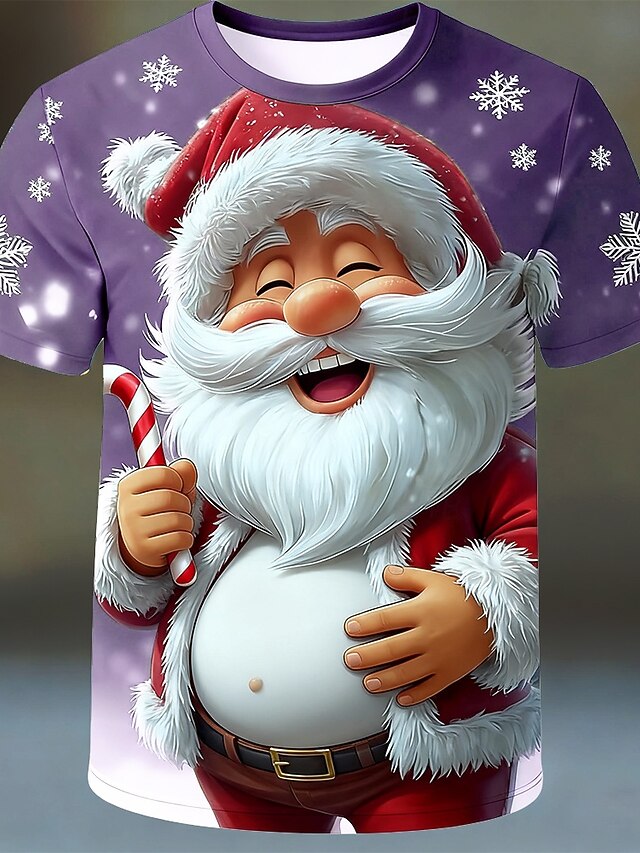 Christmas Men's Santa Claus T Shirt Short Sleeve T shirt 3D Print Crew ...