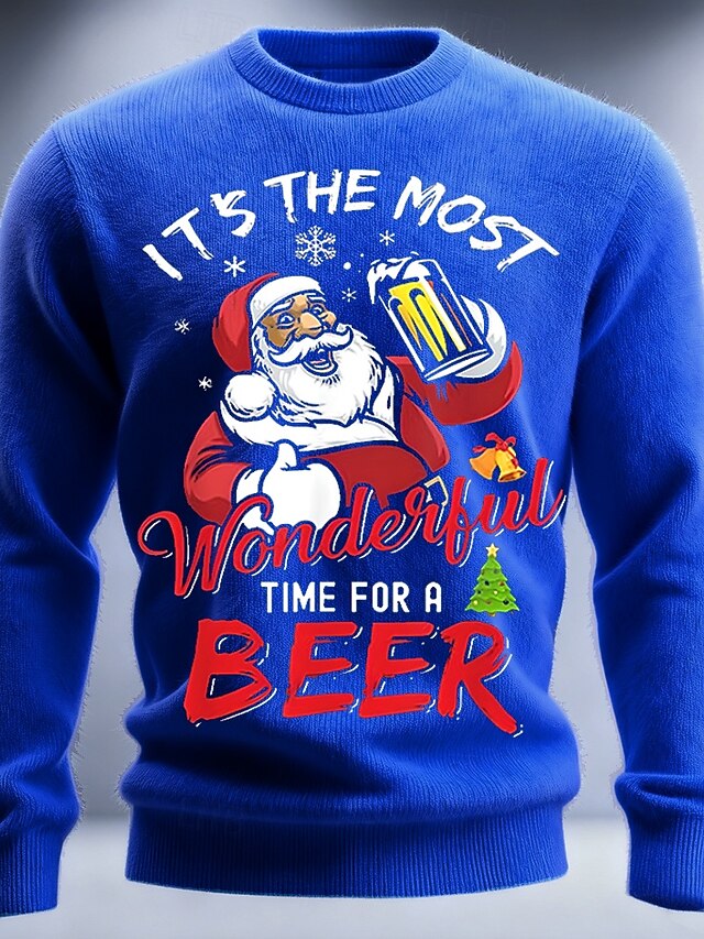 Ugly Christmas Sweater Men's Santa Claus 3D Print Pullover Sweater ...
