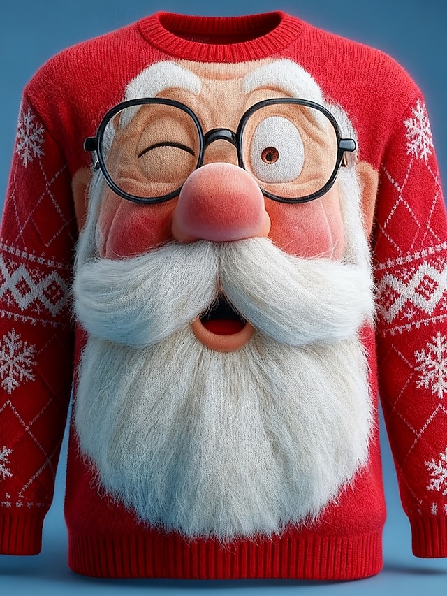 Maglione di Natale brutto Per uomo Babbo Natale Stampa 3D Maglione ...