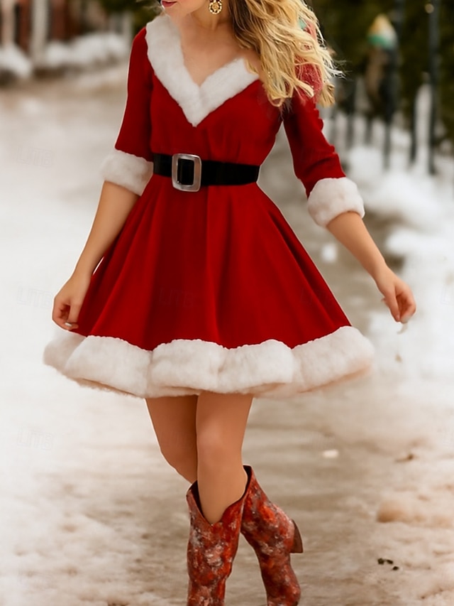Christmas Women's Mini Dress A Line Dress Casual Daily Regular Fit ...