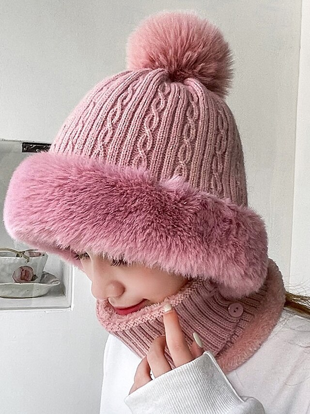 Women's Hat Winter Hats Windproof Warm Street Daily Weekend Knit Pure ...