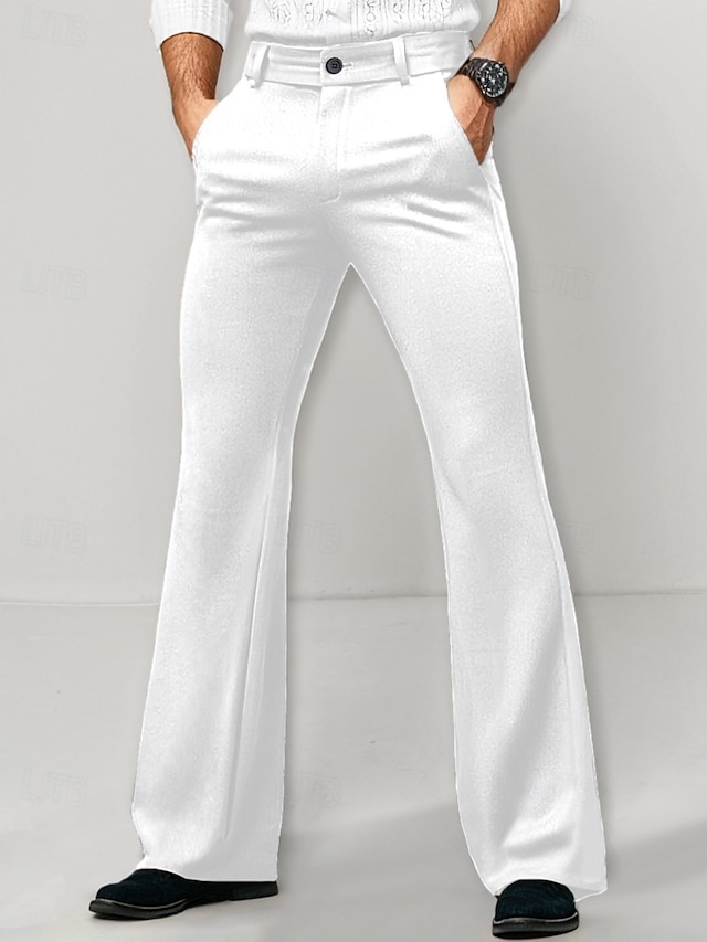 Men's Dress Pants Flared Pants Bell Bottom Trousers Suit Pants Pocket ...