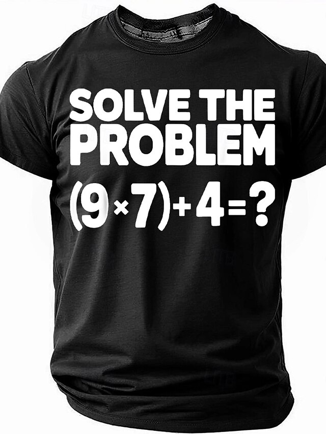 Mens Math Problem Graphic T-Shirt - 'Solve The Problem' Equation Tee ...