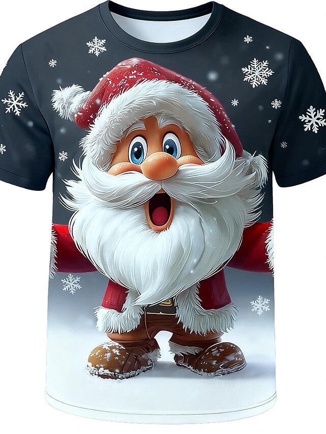 Christmas Men's Santa Claus T Shirt Short Sleeve T shirt 3D Print Crew ...