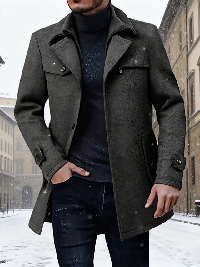 Men's Winter Coat Wool Coat Overcoat Long Trench Coat Trench Coat ...