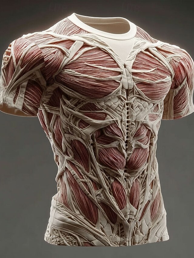 Men's Muscle Optical Illusion 3D Simulation T Shirt Short Sleeve T ...