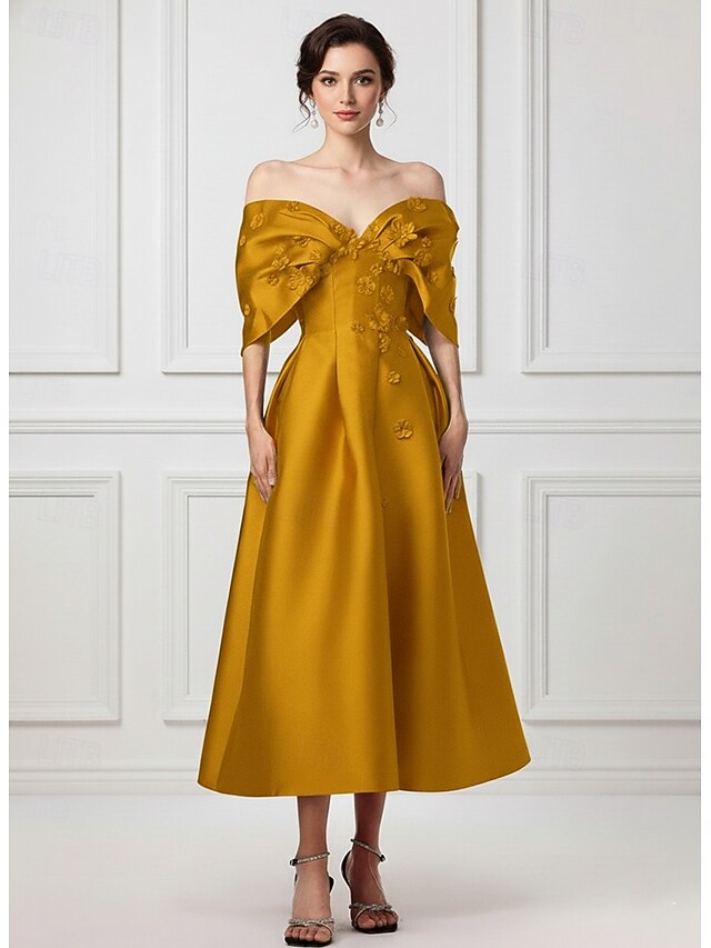 Robe cocktail A-Line robe formelle élégante mariage formel longueur thé ...
