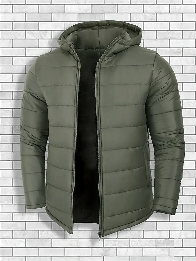 Men's Winter Coat Puffer Jacket Padded Jacket Pocket Polyster Vacation ...