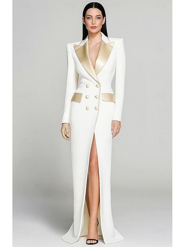 Women's Tuxedo Dress Sheath Column Wedding Formal Wedding Guest Satin 4 ...
