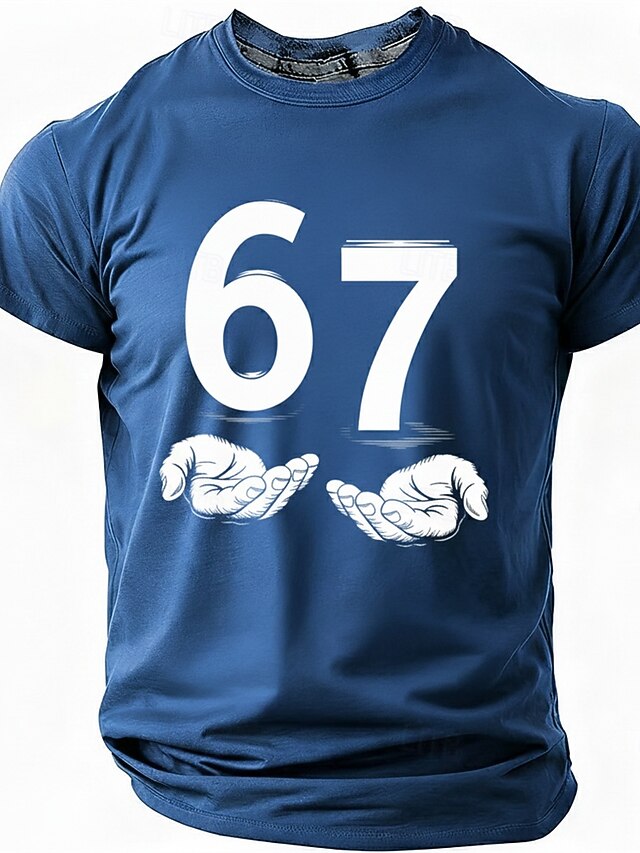 Men's Graphic Hand 67 T Shirt Funny T Shirts Short Sleeve Shirt Short ...