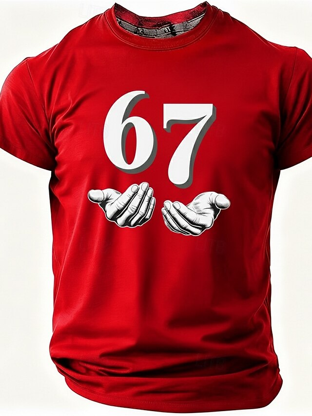 Men's Graphic Hand 67 T Shirt Funny T Shirts Short Sleeve Shirt Short ...