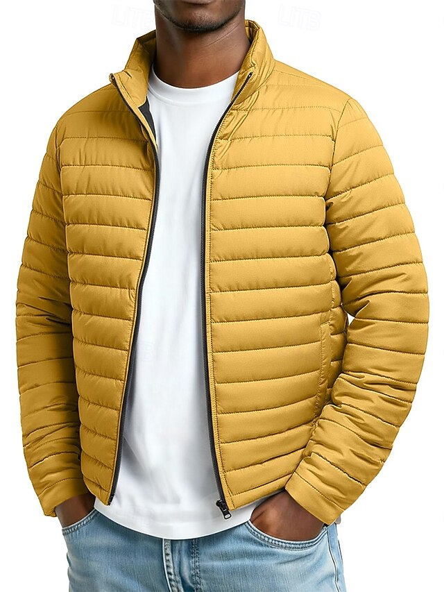 Men's Puffer Jacket Padded Quilted Christmas Outdoor Party Regular ...